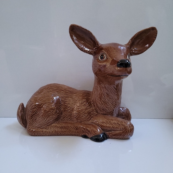Art | Vintage Large Ceramic Deer Hand Painted Signed | Poshmark